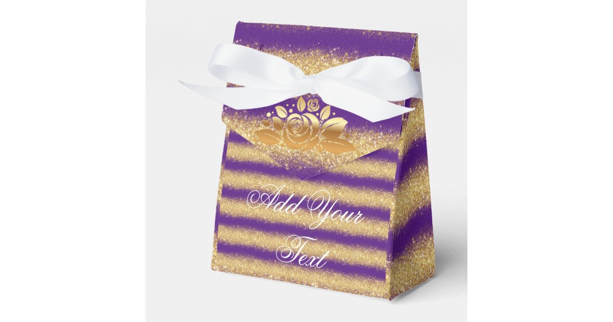 Luxury Monogrammed Popular Purple Gold Glitter Favor Boxes | Zazzle