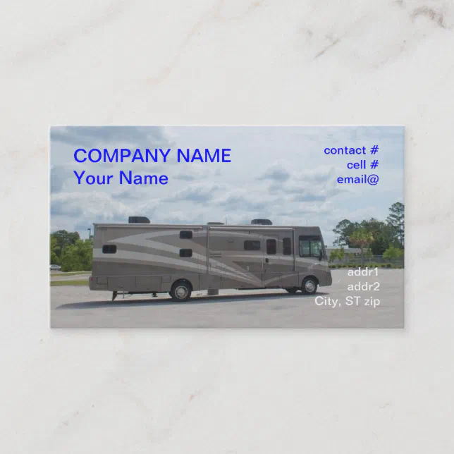 Luxury motor home business card | Zazzle
