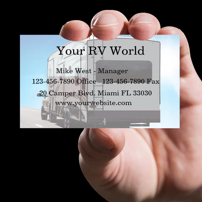 Luxury Motorhomes Dealer Business Card Template | Zazzle