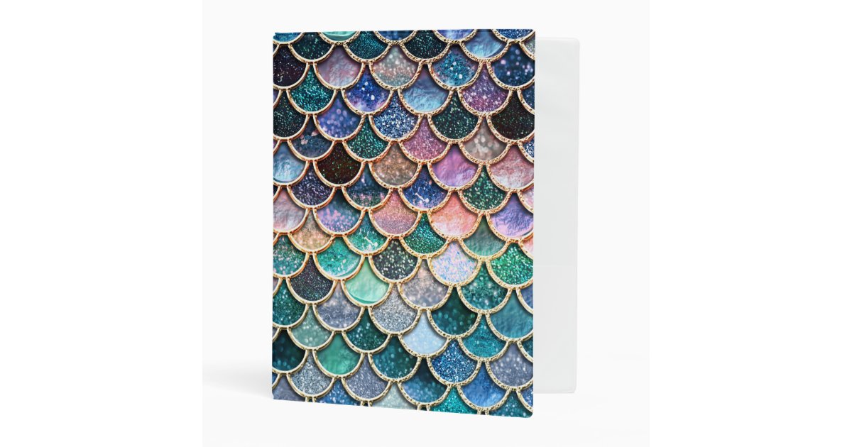 Luxury multicolor Glitter Mermaid Scales Mini Binder | Zazzle