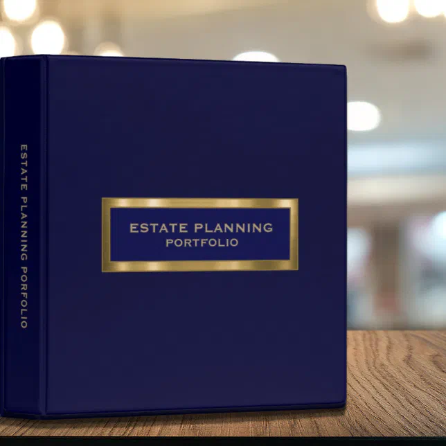Luxury Navy Blue Estate Planning Portfolio 3 Ring Binder | Zazzle