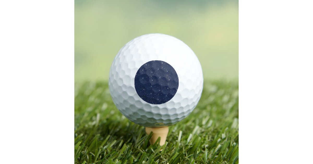 Luxury navy blue sparkle gold glitter pattern golf balls | Zazzle