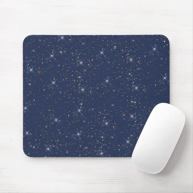 Luxury navy blue sparkle gold glitter pattern mouse pad | Zazzle