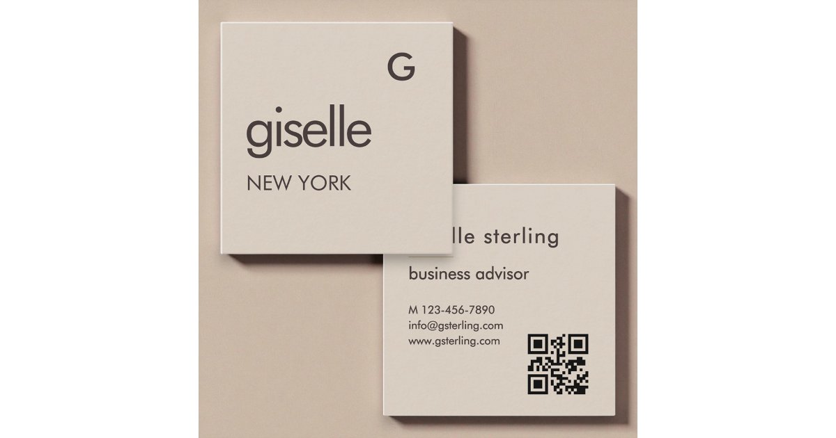 Luxury Neutral QR Code Square Business Card | Zazzle