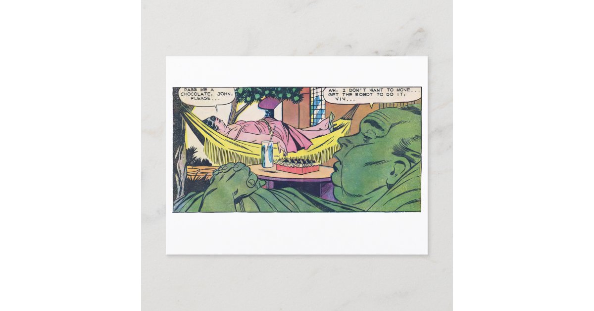 Luxury of Laziness Vintage Comic Panel Postcard | Zazzle