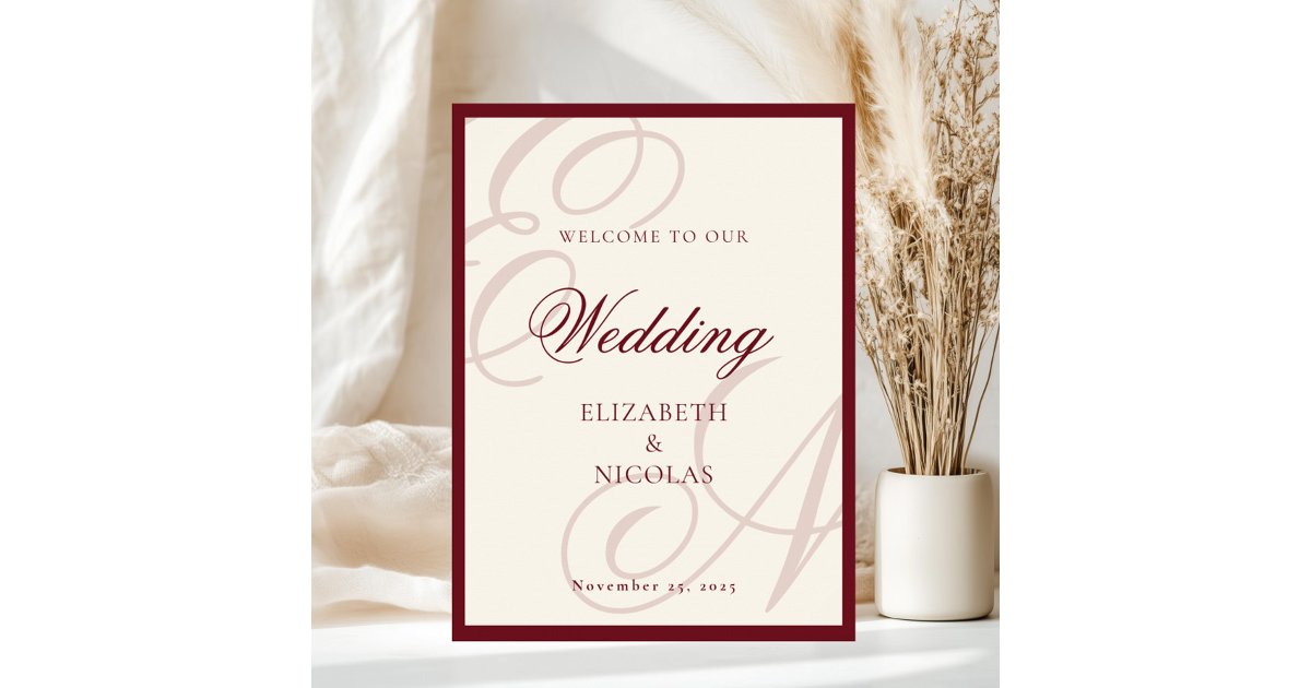 Luxury Old Money Monogram Wedding Welcome Poster | Zazzle