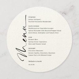 Luxury Paper Wedding Round Menu Card | Zazzle