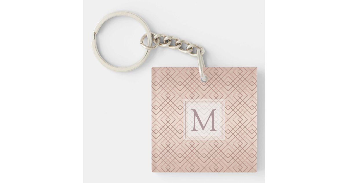 Luxury pattern Rose Gold Personalized Keychain | Zazzle