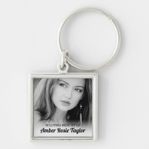 Luxury Photo Memorial | In Loving Memory Keychain | Zazzle