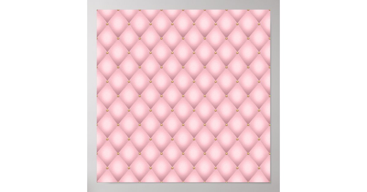 Luxury Pink Tufted Diamond Pattern Poster | Zazzle