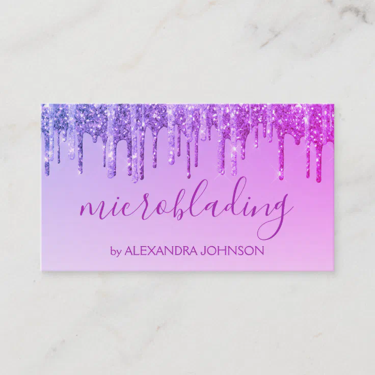 Luxury Purple Glitter Sparkle Microblading Business Card | Zazzle