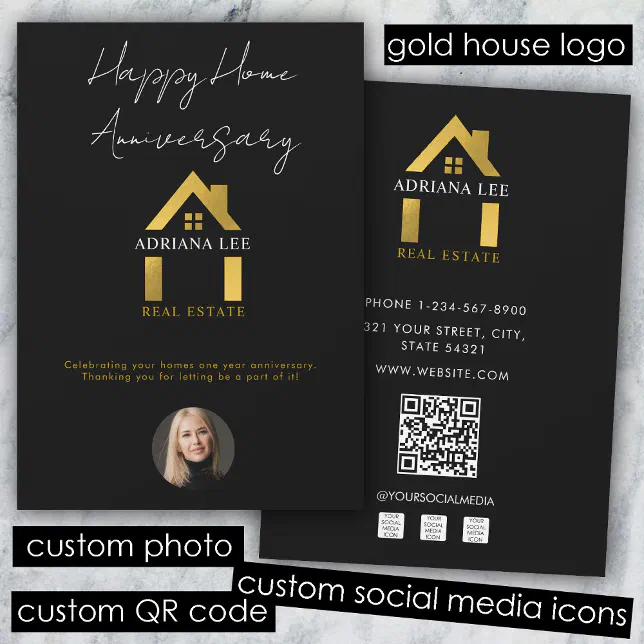 Luxury Real Estate Agent Happy Home Anniversary Invitation | Zazzle