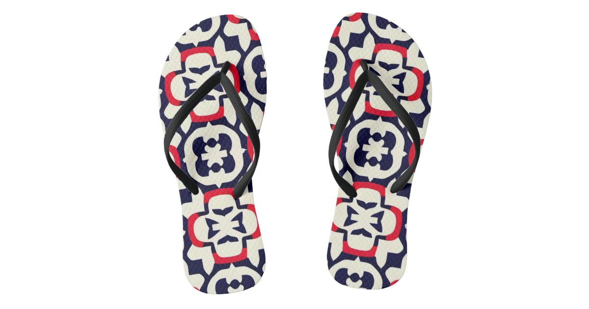 Luxury Red White and Blue Flip Flops | Zazzle