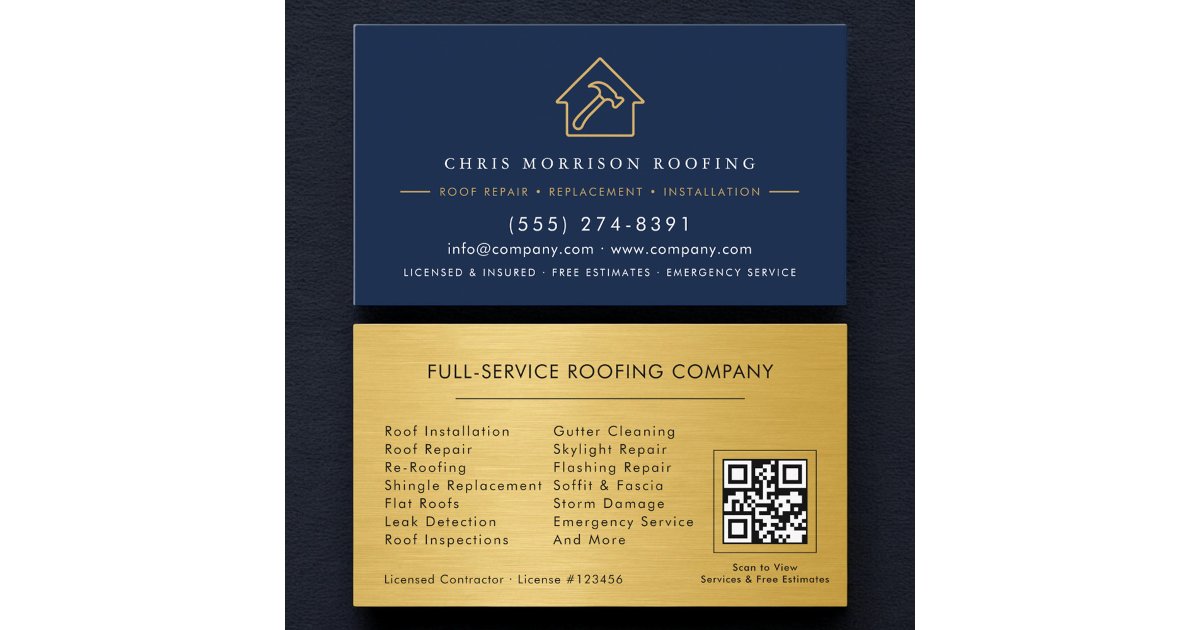 Luxury Roofing Roofer Company QR Code Business Card | Zazzle