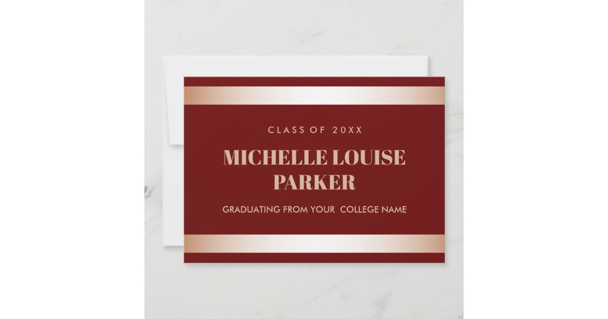 Luxury Rose Gold Burgundy Photo Graduation Invitation | Zazzle