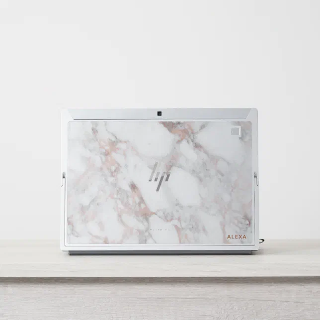 Luxury rose-gold faux marble stone HP laptop skin | Zazzle