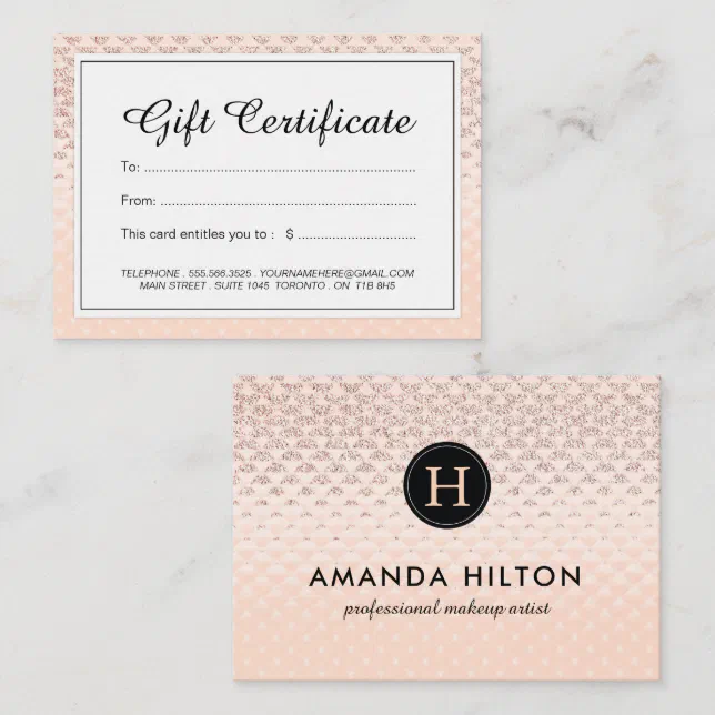 Luxury Rose Gold Gift Certificate | Zazzle