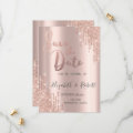 Luxury Rose Gold Glitter Drips Save The Date | Zazzle