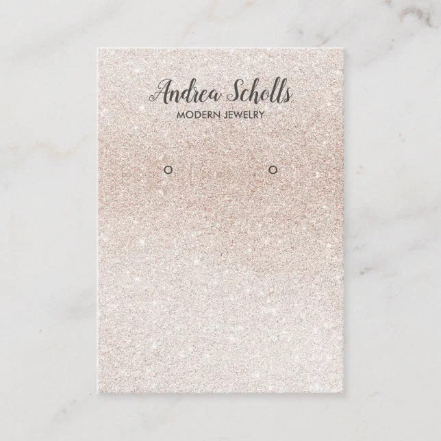 Luxury Rose gold glitter jewelry Earring Display Business Card | Zazzle