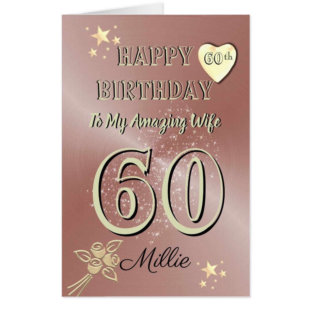 Luxury Rose Gold Large 60th Birthday Card For Her | Zazzle
