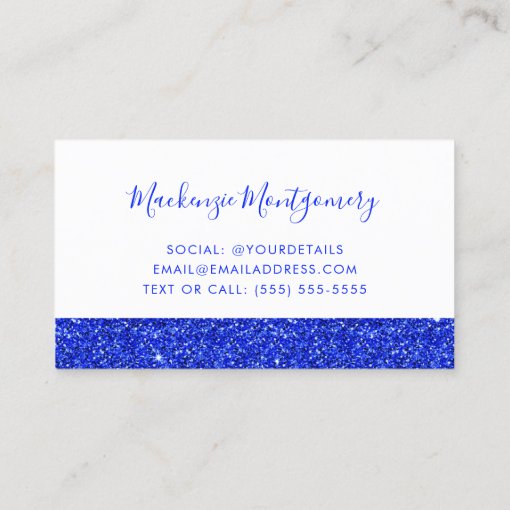 Luxury Royal Blue Dripping Glitter Business Card | Zazzle