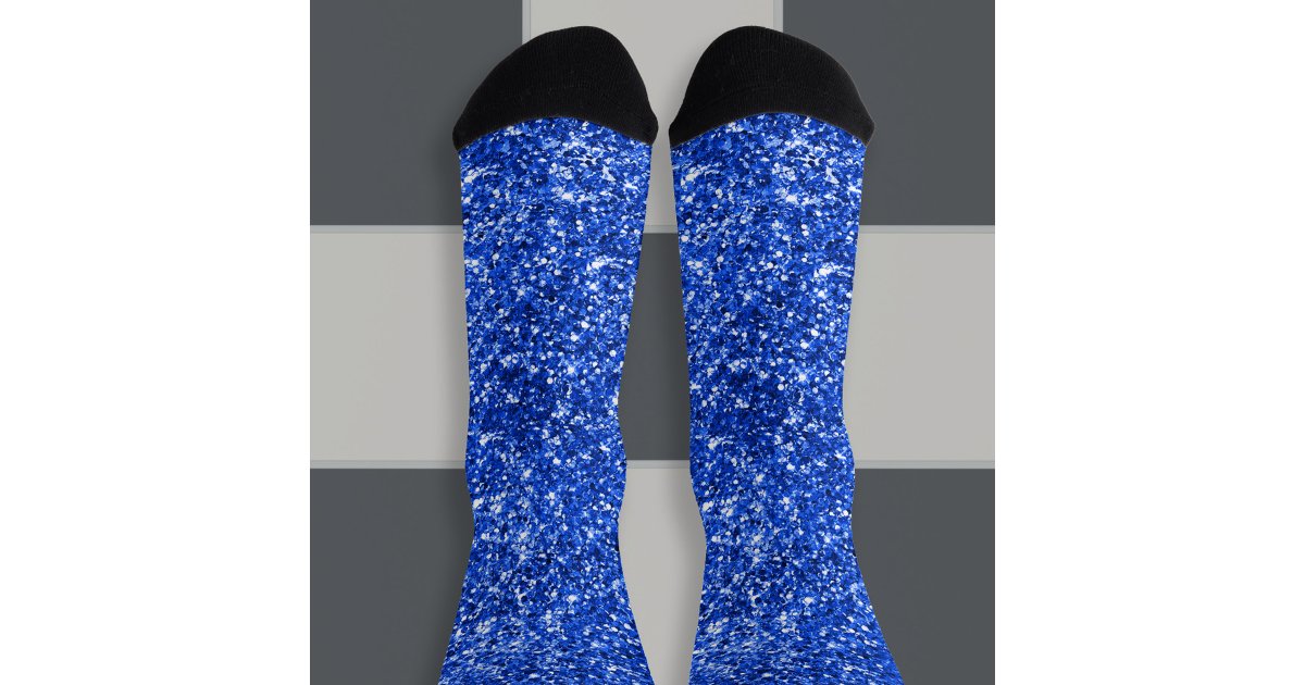 Luxury Royal Blue Glitter Socks | Zazzle