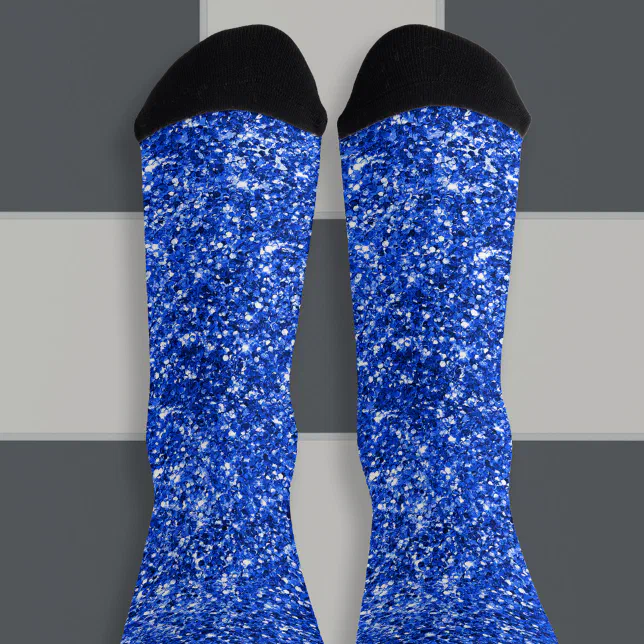 Luxury Royal Blue Glitter Socks | Zazzle
