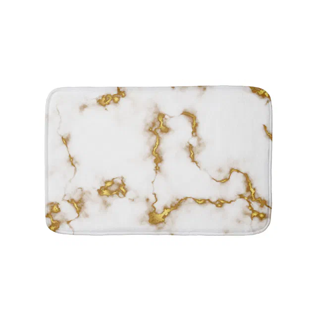 Luxury royal elegant Marble Gold Bath Mat | Zazzle