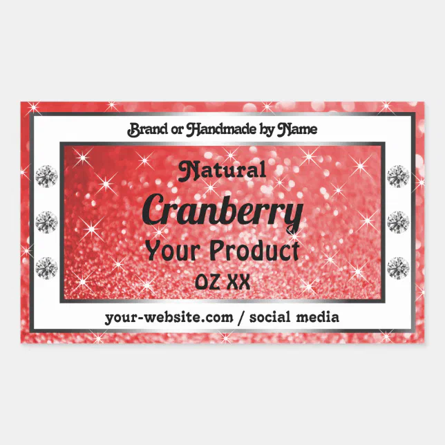 Luxury Ruby Red Sparkling Glitter Product Labels | Zazzle