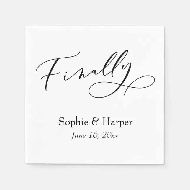 Luxury Script Font Simple Typography Finally Napkins | Zazzle