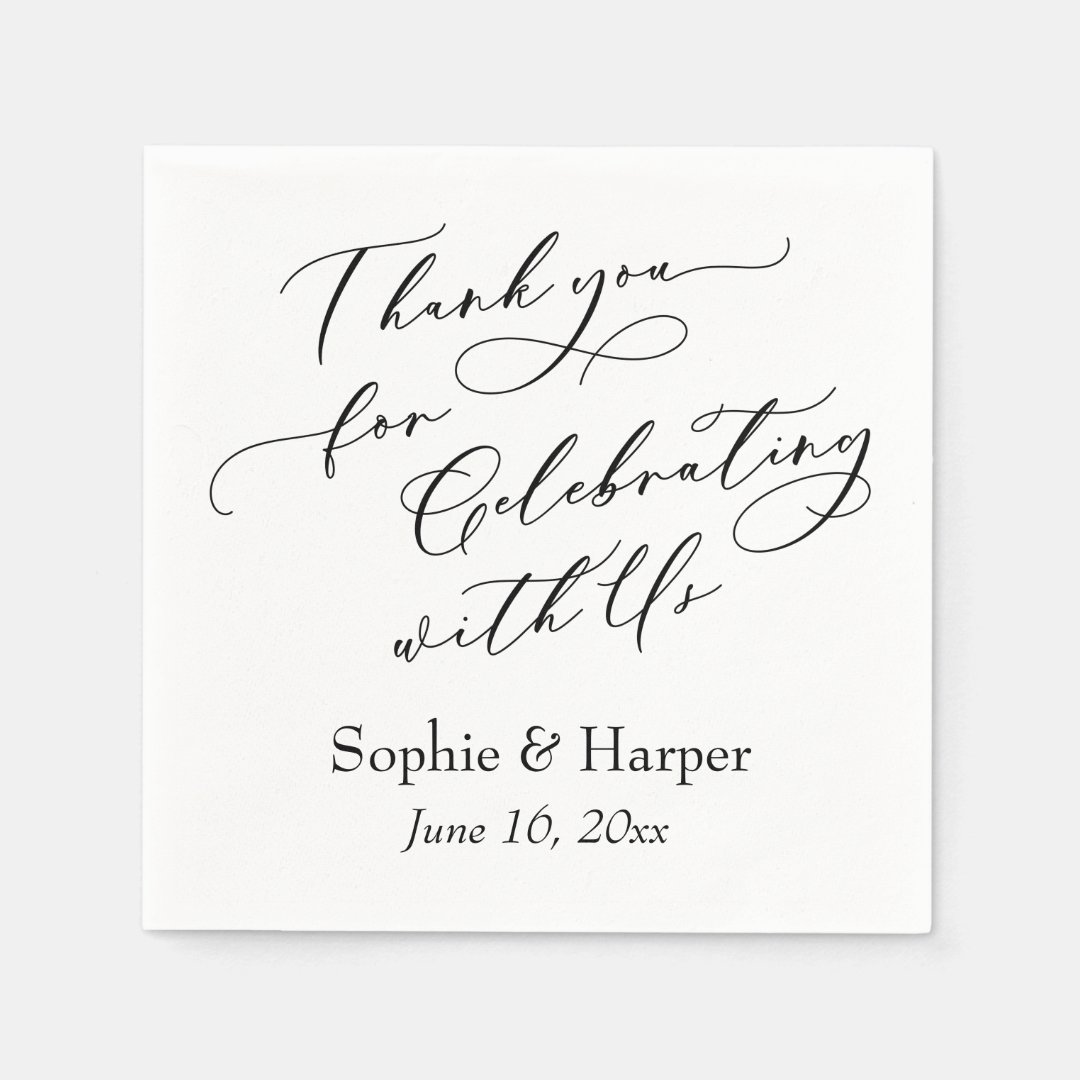 Luxury Script Thank You for Celebrating with Us Napkins | Zazzle
