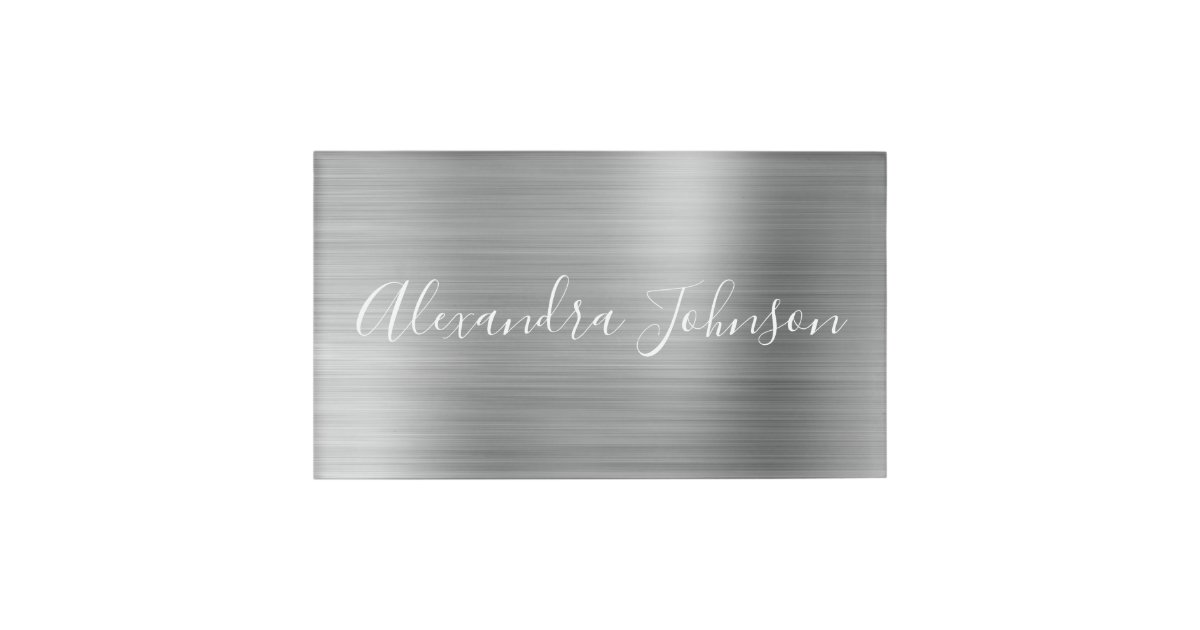 Luxury Silver Foil Modern Name Tag | Zazzle