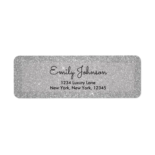 Luxury Silver Glitter and Sparkle Label | Zazzle