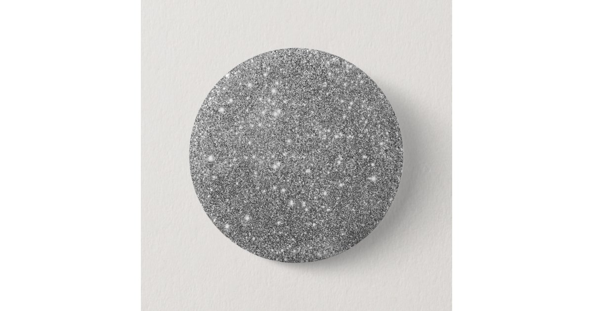 Luxury Silver Glitter Button | Zazzle