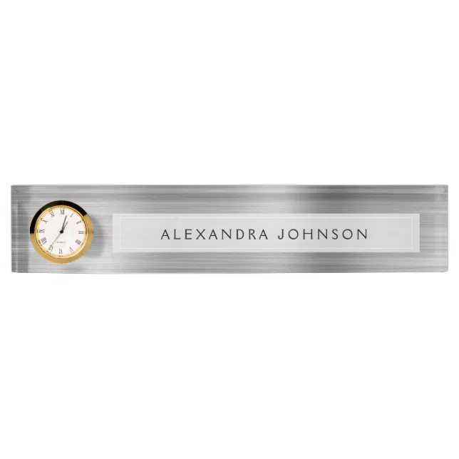 Luxury Silver Professional Business Modern Desk Name Plate | Zazzle
