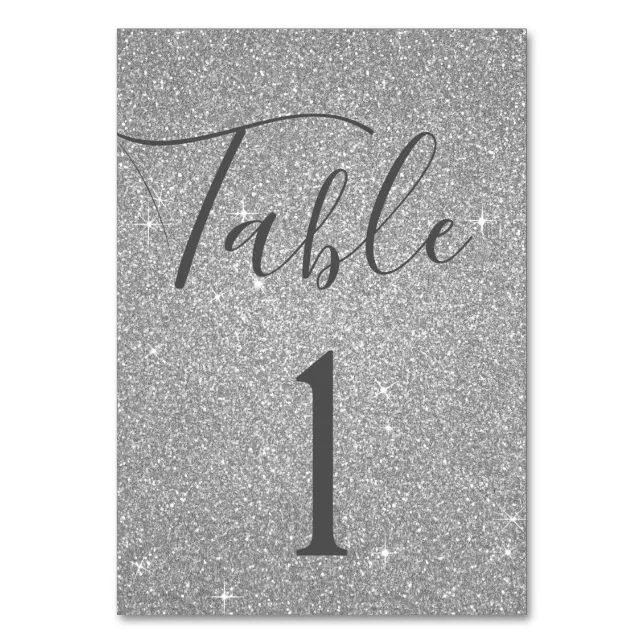 Luxury Silver Sparkle Table Number | Zazzle