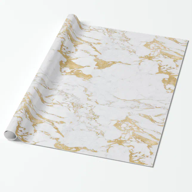 Luxury Sparkle Gold Foil Marble Wrapping Paper | Zazzle