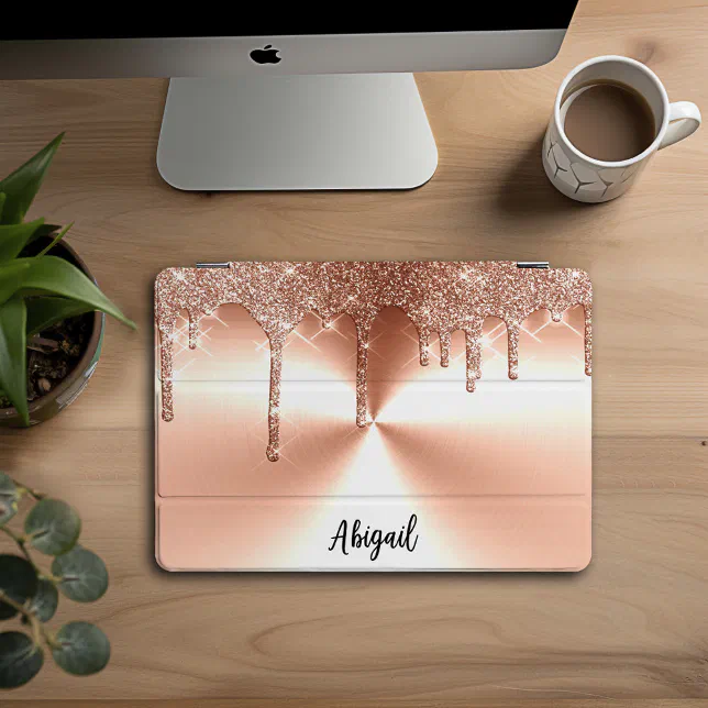 Luxury Sparkle Rose Gold Dripping Glitter Personal iPad Pro Cover | Zazzle
