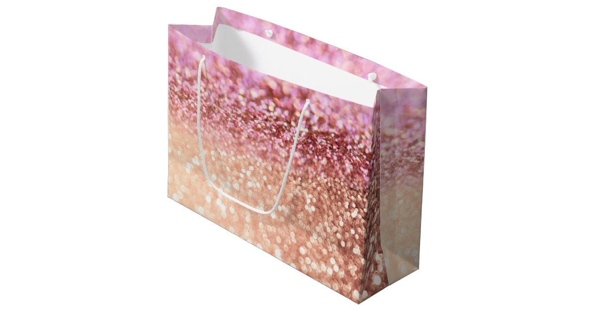 Luxury Sparkling Pink Ombre Glitter Gradient Large Gift Bag | Zazzle