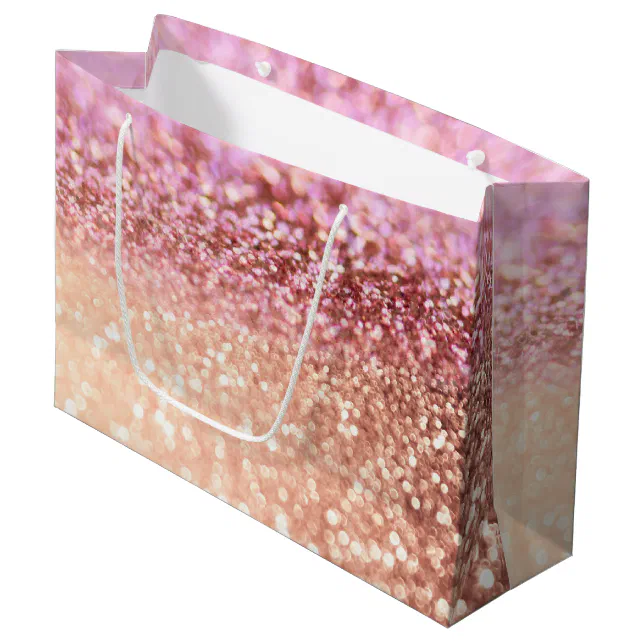Luxury Sparkling Pink Ombre Glitter Gradient Large Gift Bag | Zazzle