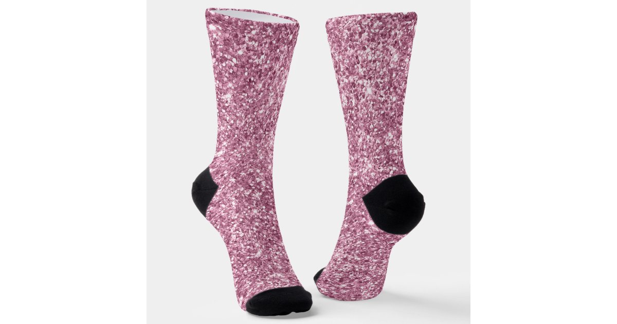 Luxury Sparkly Dusty Pink Glitter Socks | Zazzle