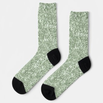 Luxury Sparkly Sage Green Glitter Socks | Zazzle