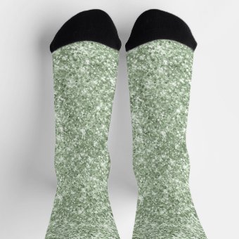 Luxury Sparkly Sage Green Glitter Socks | Zazzle