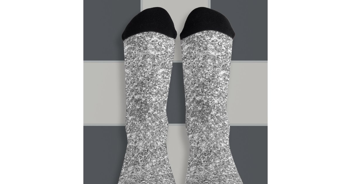 Luxury Sparkly Silver Grey Glitter Socks | Zazzle