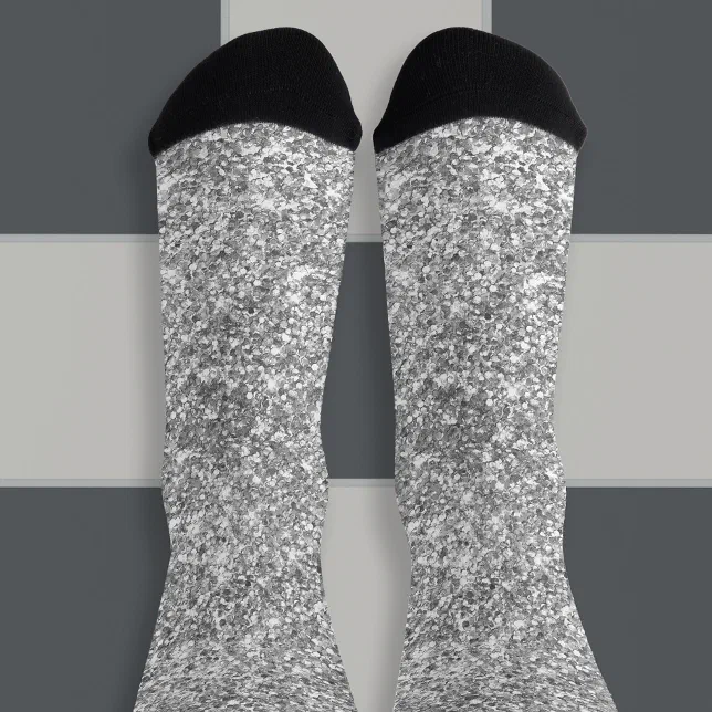 Luxury Sparkly Silver Grey Glitter Socks | Zazzle