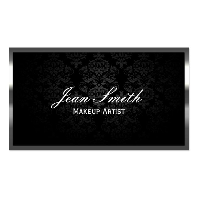 Luxury Steel Border Makeup Artist Business Cards