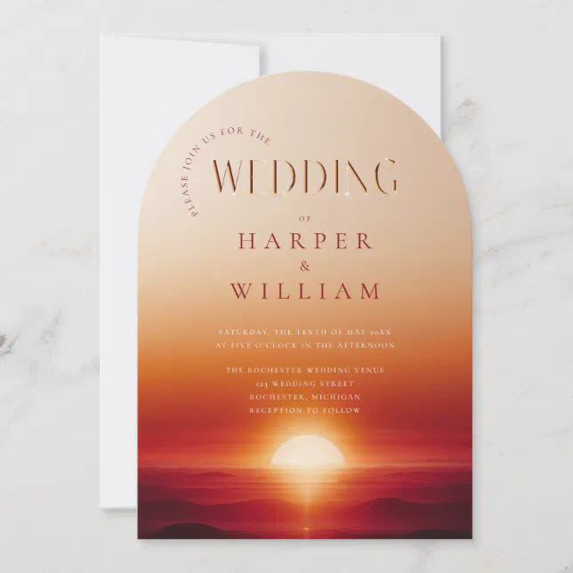 Luxury sunset wedding invitation | Zazzle