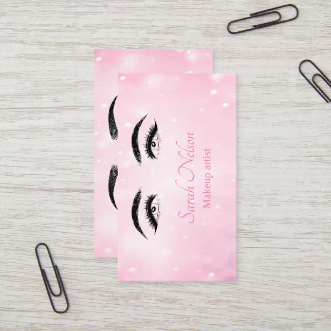 Luxury Sweet Pink Sparkly Makeup Business Card | Zazzle