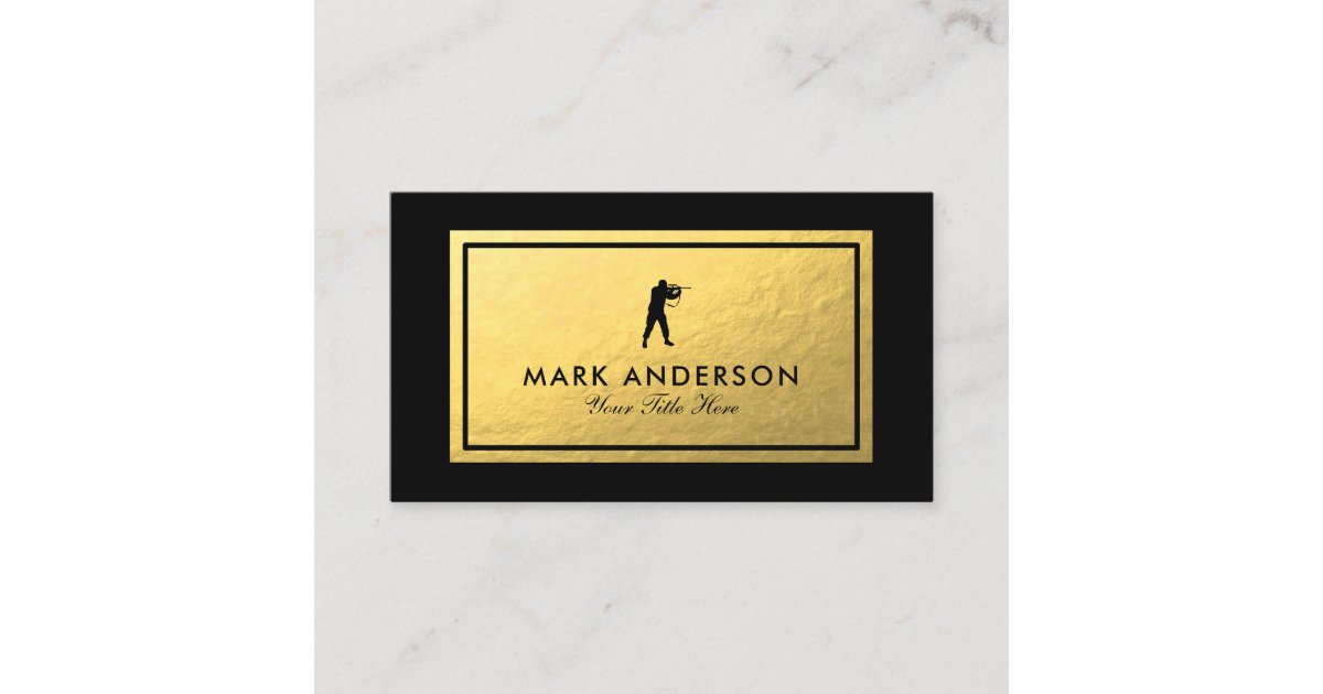 Luxury Tactical Business Card – Gold Foil Sniper | Zazzle