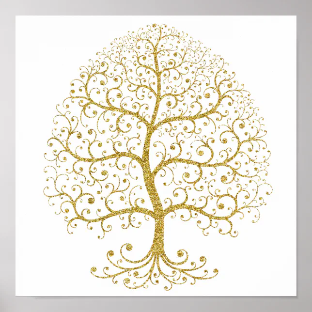 Luxury Tree of Life Gold Modern Minimalist Poster | Zazzle